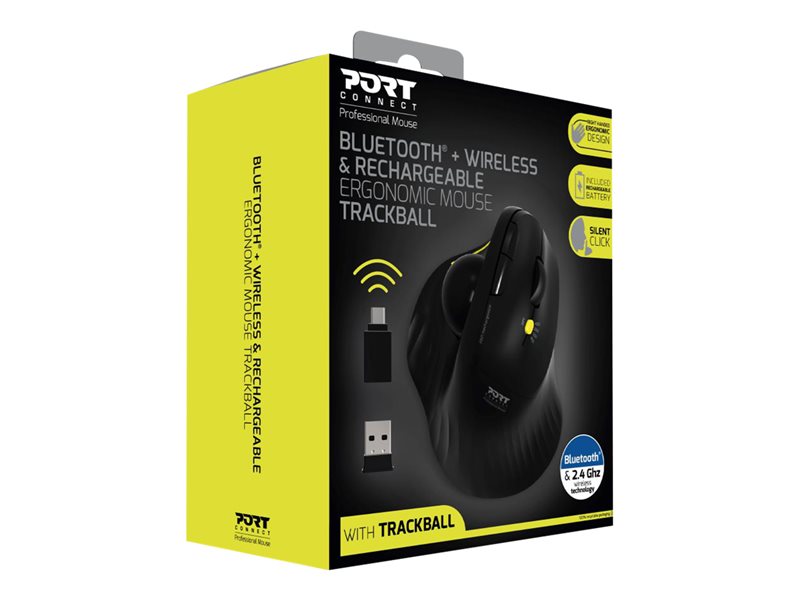 Port Connect Souris ergonomique avec boule directionnelle bluetooth ...